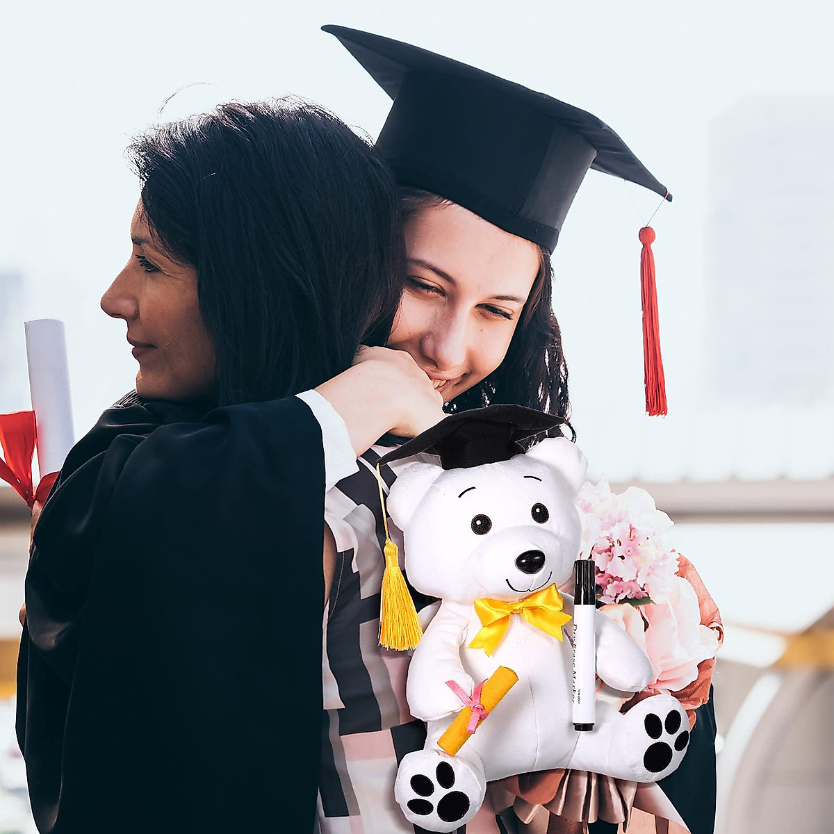 Zomiboo Graduation Autograph Stuffed Animal 2025 Smooth Fabric Stuffed Toy with Congrats Grad Plush Autograph Stuffed Animal with Black Marking Pen for Graduate Student Party(Canvas Dog)