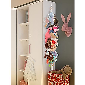 2 Pcs Cotton Boho Macrame Stuffed Animal Hanging Chain- Strong Toy Organizer Storage Chain 78" Handmade Plush Toys Hanging Chain with 40 Clips & 4 Hook Wall Toy Storage Chain Decor for Toys Hats