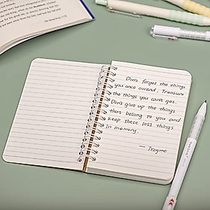 TWONE Kraft Cover Lay Flat Spiral Notebooks - Two Pack - 3.5" x 5.5" - 180 Ruled Pages - 90 Sheets - Easy to Carry