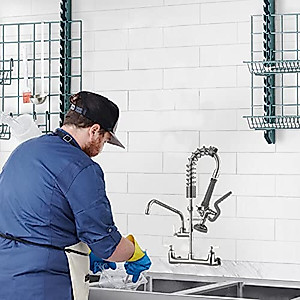 Pre Rinse Spray Valve, JZBRAIN Commercial Sink Faucet with Sprayer Replacement Part Sprayer Valve Head for Kitchen Sink Dishes Cleaning Task - Grey