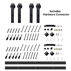 BARNER HOME 72"(Double 36") x 84" Sliding Barn Door, MDF, with Waterproof Surfac, DIY Assemble, Pre-drilled Barn Door Slab with Installation Hardware Kit, Black