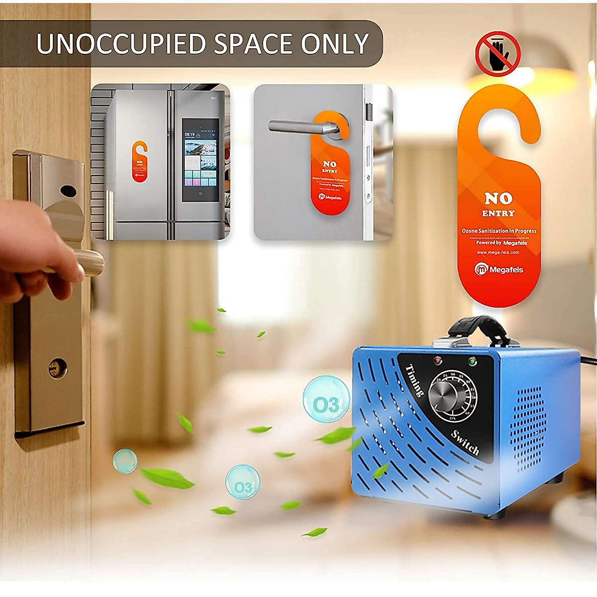 Commercial 10,000mg Ozone Generator, Elementa Mini Ozoner Air Purifier Ionizer O3 Machine for Deodorization Sterilizer, RV/Basement/Bathroom/Car/Pet's Room/Refrigerator Odor Remove Ozonator (Blue)