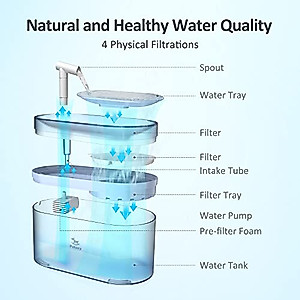 Petory Cat Water Fountain - Pet Water Fountain for Cats Inside, 84Oz/2.5L Automatic Cat Water Dispenser with 2 Replacement Filters