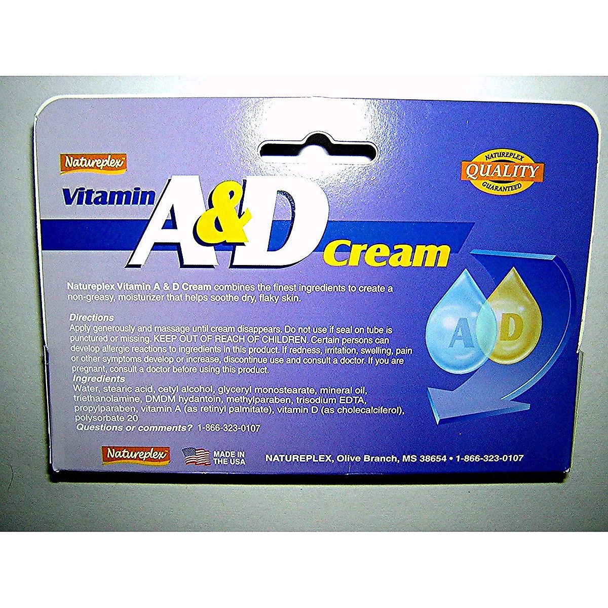 Vitamin A & D Cream - Prevent Diaper Rash, 1.5 oz,(Natureplex)