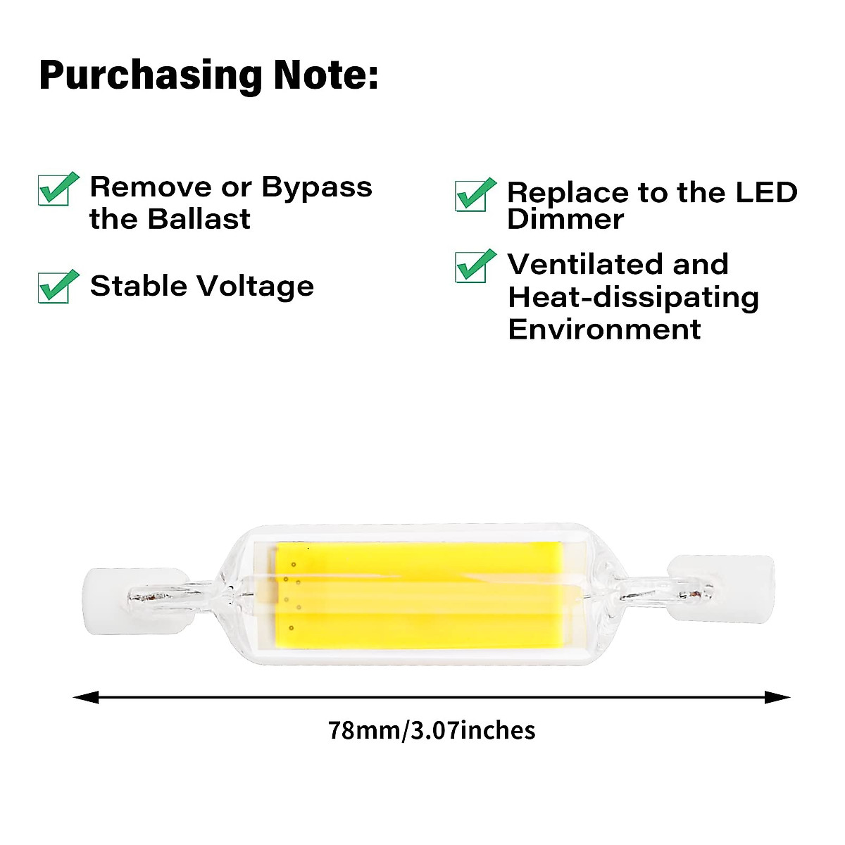 KIMROO 78mm 5W R7S LED Bulbs(4 Pack) 100W Halogen Equivalent 78mm R7S LED J-Type t3 120V Dimmable 6000K Daylight White Double Ended R7S LED J78 Flood Light Landscape Lights (White)