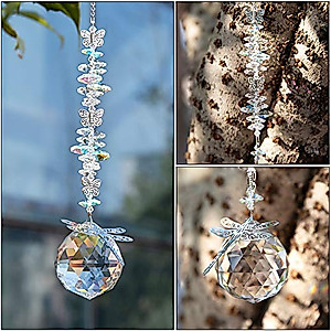 Hanging Sun Catchers with Crystals Butterfly Dragonfly Decor Window Garden Crystal Prism Rainbow Maker Suncatcher