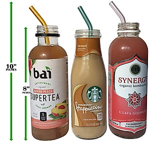 Reusable Glass Drinking Straws Set Of 6, Multi-Color 10" Long Straw for Yeti Tumbler, Ozark, Non toxic, Shatter Resistant,A Family Pack That Can Replace All Plastic, Silicone Or Metal Straws.