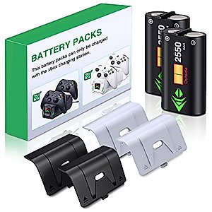 LIFUFUTEE Rechargeable Battery Pack with 2x2550mAh Xbox Battery Packs for Xbox One/X/S/Elite Controller, Xbox Controller Battery Pack with 4 Batteries Cover for Xbox Series X|S