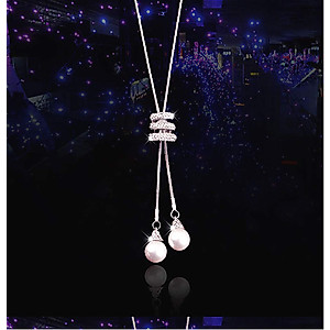 Cathercing Spiral Pearl Pendant Long Necklace for Women Sweater Chain Statement Necklace Choker Adjustable Elegant Jewelry Crystal Accessories Dressy Collocation Winter Evening Party Wedding