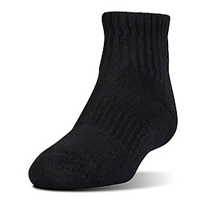 Under Armour Youth Cotton Quarter Socks, Multipairs, Black/Stealth Gray (6-Pairs), Small