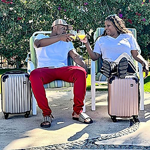 Take OFF Luggage 18-inch Hardshell Carry On Suitcase that Converts into Underseater Luggage Removable Spinner Wheels for Airline Personal Use Requirements 18 x 14 x 8.5 Inches - Rose Gold Expandable