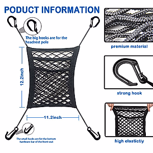 ASDSA Car Mesh Organizer Driver Elastic Storage Net Bag for Front seat Back Between Seats Barrier Pet Kids (3 Layers)