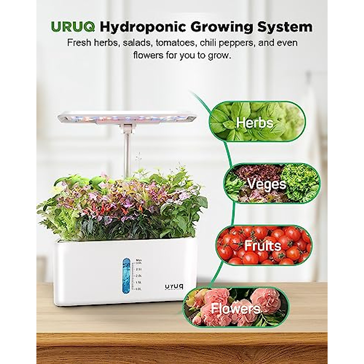 Hydroponics Growing System Indoor Garden: 8 Pods Herb Garden Kit Indoor with LED Grow Light Quiet Smart Water Pump Automatic Timer Healthy Fresh Herbs Vegetables - Hydroponic Planter for Home Kitchen