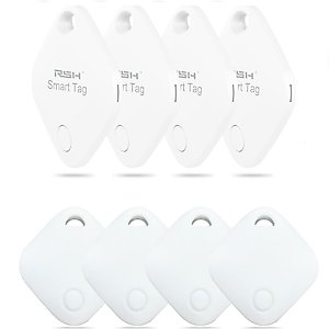 Key Finder 4 Pack Tag with Case Bluetooth Tracker for Luggage Works with Apple Find My Smart Tracker Locator for Suitcase, Bag, Backpack, Wallet, Replaceable Battery Smart tag Item Finder