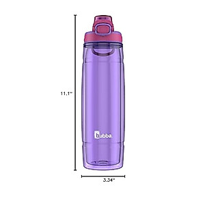 bubba 24 Oz Double-Walled Flo Duo Refresh | Button Lock | Leakproof Lid Water Bottle (3.34 L x 3.34 W x 11.10 H Inches) (Purple)