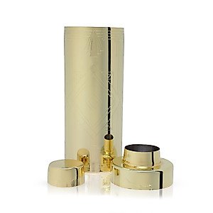 Viski Art Deco Gold Cocktail Shaker, 24 oz Etched Stainless Steel Shaker With Strainer & Gold Finish