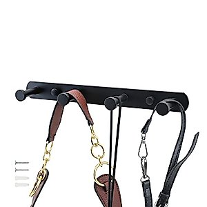 Potaosey Black Wall Coat Rack, 11in Wall Mounted Coat Rack with 4 Hook,Modern Style Coat Rack Wall Mounted,Metal Coat Hooks Rail for Coat Hat Key Bathroom Entryway