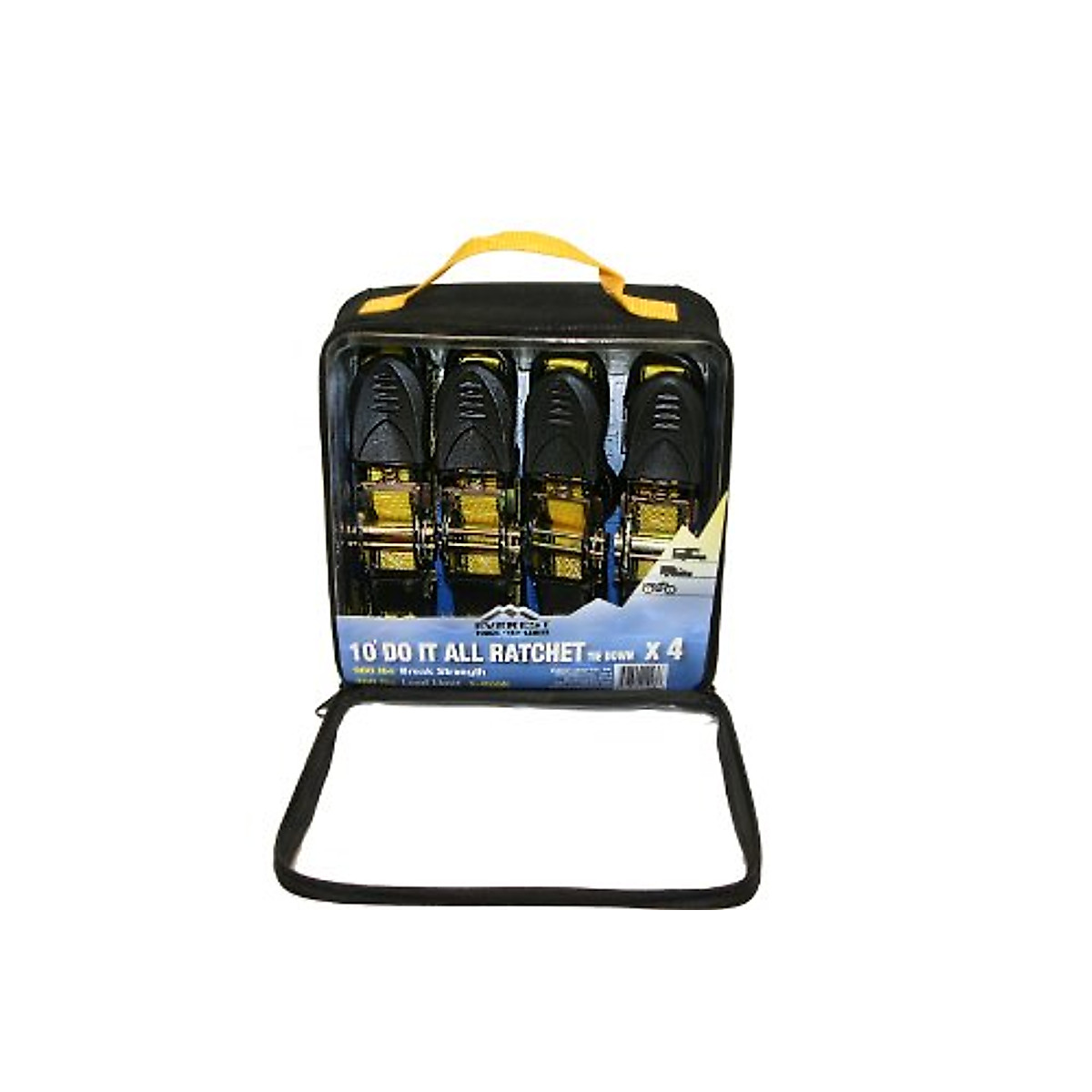 Everest Premium Ratchet Tie Down – 4 PK – 1 IN – 10 FT – 300 LBS Working Load – 900 LBS Break Strength – Cambuckle Alternative – Cargo Straps Perfect for Moving Appliances, Lawn Equipment and Motorcycles