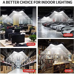6Pack LED Garage Lights, 100W Deformable LED Lighting 10000LM E26 Daylight 6000K Super Bright Adjustable Lights for Warehouse