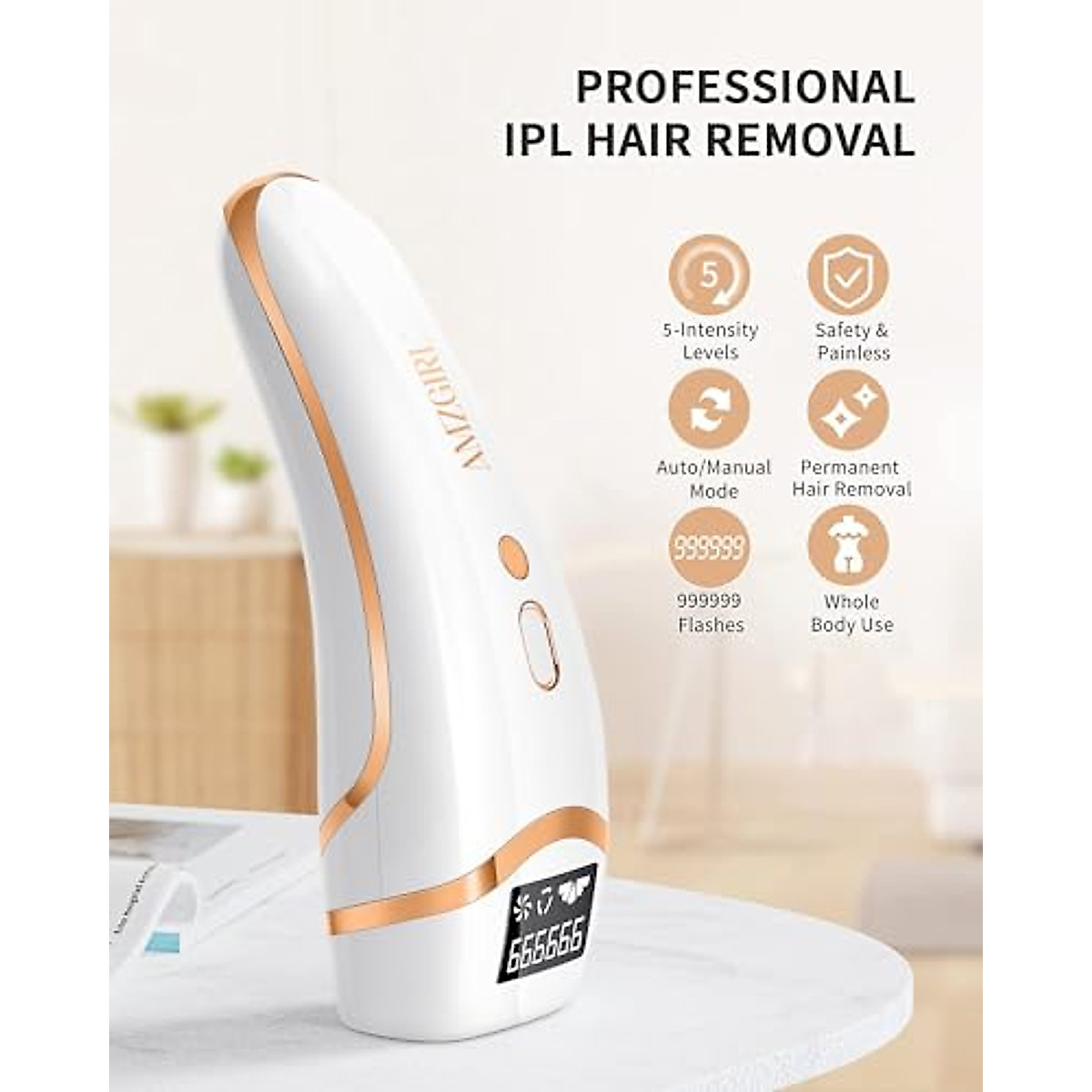 Laser Hair Removal for Women Permanent IPL Face Leg Arm Back Whole Body Hair Remover, 999,999 Flashes FDA Cleared Home Use Device
