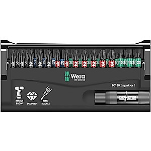 Wera 05057690001"Impact 1" Bit-Check - Silver (30Piece) [Energy Class A]