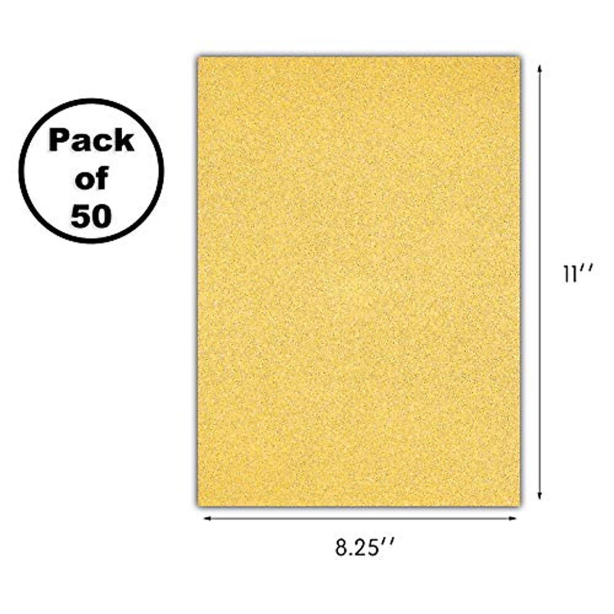 50 Gold Glitter Cardstock - Double Sided Non-Adhesive Glitter Sheet - 400 GSM Gold Glitter Paper for Arts and Craft, DIY Glitter Paper for Invitations, Projects - 8.5 x 11 inches (50 Pack)