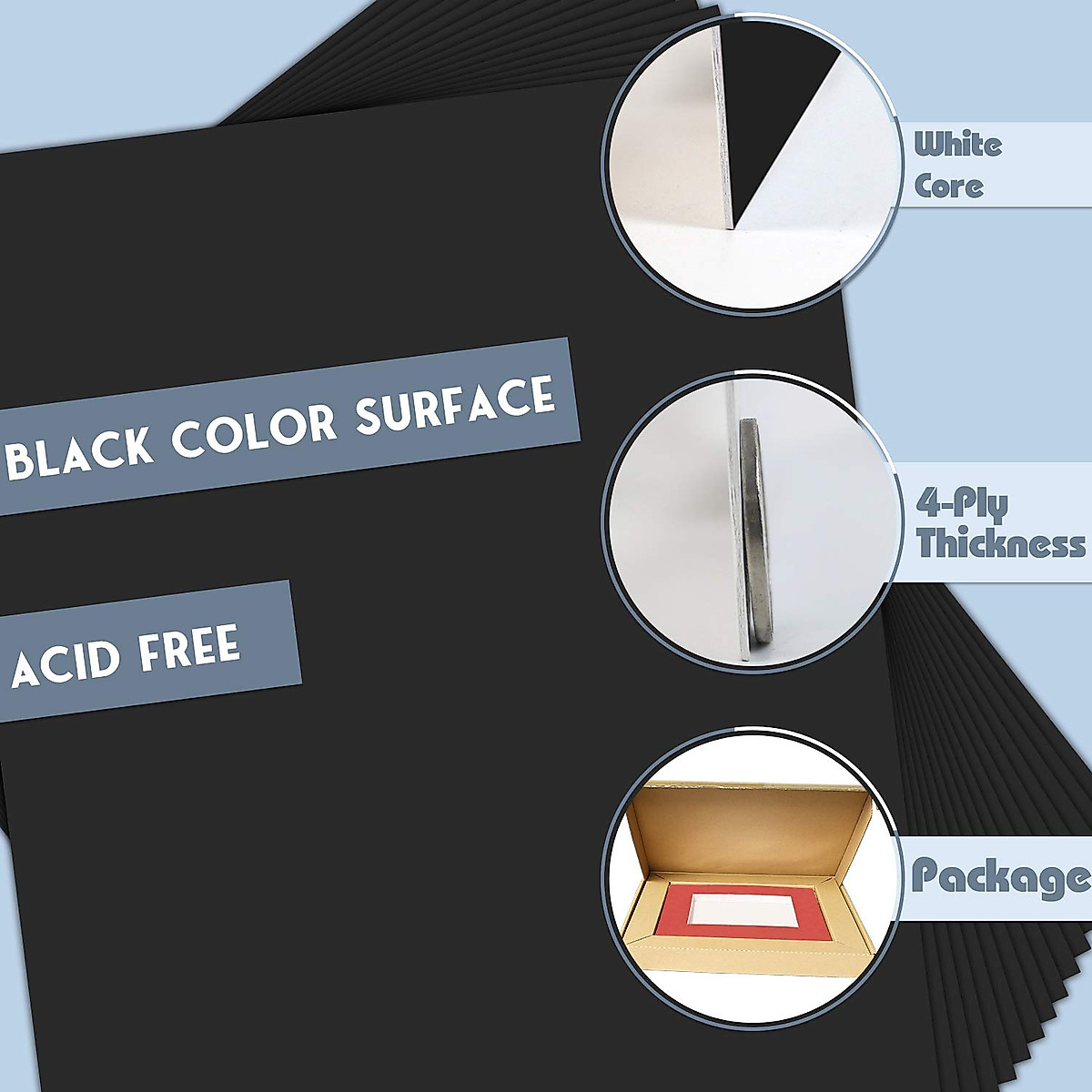 50 16x20 UNCUT mat matboard Black Color