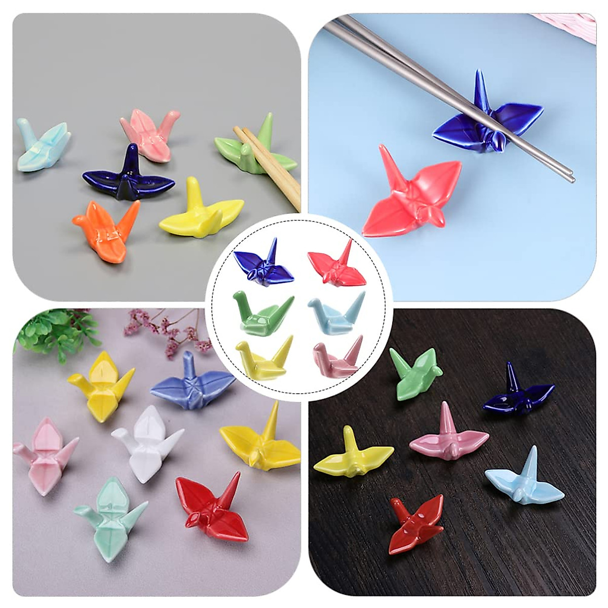 BESPORTBLE 6pcs Porcelain Chopstick Rest Ceramic Chopsticks Holder Origami Crane Chopsticks Stand Rest for Spoon Fork Tableware