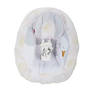 Ele Toys Replacement Parts for Fisher-Price Cradle 'n Swing - 2-in-1 Deluxe My Sweet Swan FLG86 - Replacement Seat Pad with Headrest - Pink and Gray Flowers and Swan, 15.0 ounces