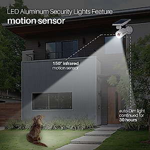 Solar Lights Outdoor Motion Sensor, 1400-Lumen LED Spotlight 9-Watt(130W Equiv.), Solar Flood Security Lights for Garden Driveway Patio Yard Path Porch Deck, 100-Week 100% Free Replacement