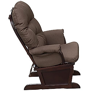 HOMCOM Nursery Glider Rocking Chair with Ottoman, Thick Padded Cushion Seating and Wood Base, Brown