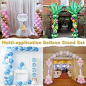OurWarm Balloon Column Stand Kit Metal, 81 Inch Adjustable Balloon Tower Stand Kit Set of 2 with Heavy Water Bases, Balloon Arch Kit Stand with Manual Pump for Wedding Birthday Baby Shower Graduation
