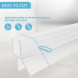 2-Pack iBath Shower Door Bottom Seal, Fit 3/8"(10mm) Glass Thick, Ultra Clear Frameles Glass Door Sweep Strips Stop Shower Leaks, Length 39"(992mm) Glass Door Seal Strip. (1/4" with Drip Rail)