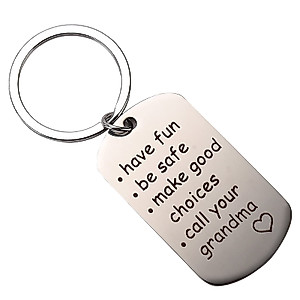 LIBOOI Drive Safe Keychain, Have Fun Be Safe Make Good Choices Stainless Steel Keychain Christmas Birthday Gifts