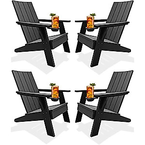 YITAHOME Adirondack Chair with Cup Holder Weather Resistant Resin Adirondack Chairs for Outdoor Garden Lawn Yard Garden Patio Deck Fire Pit