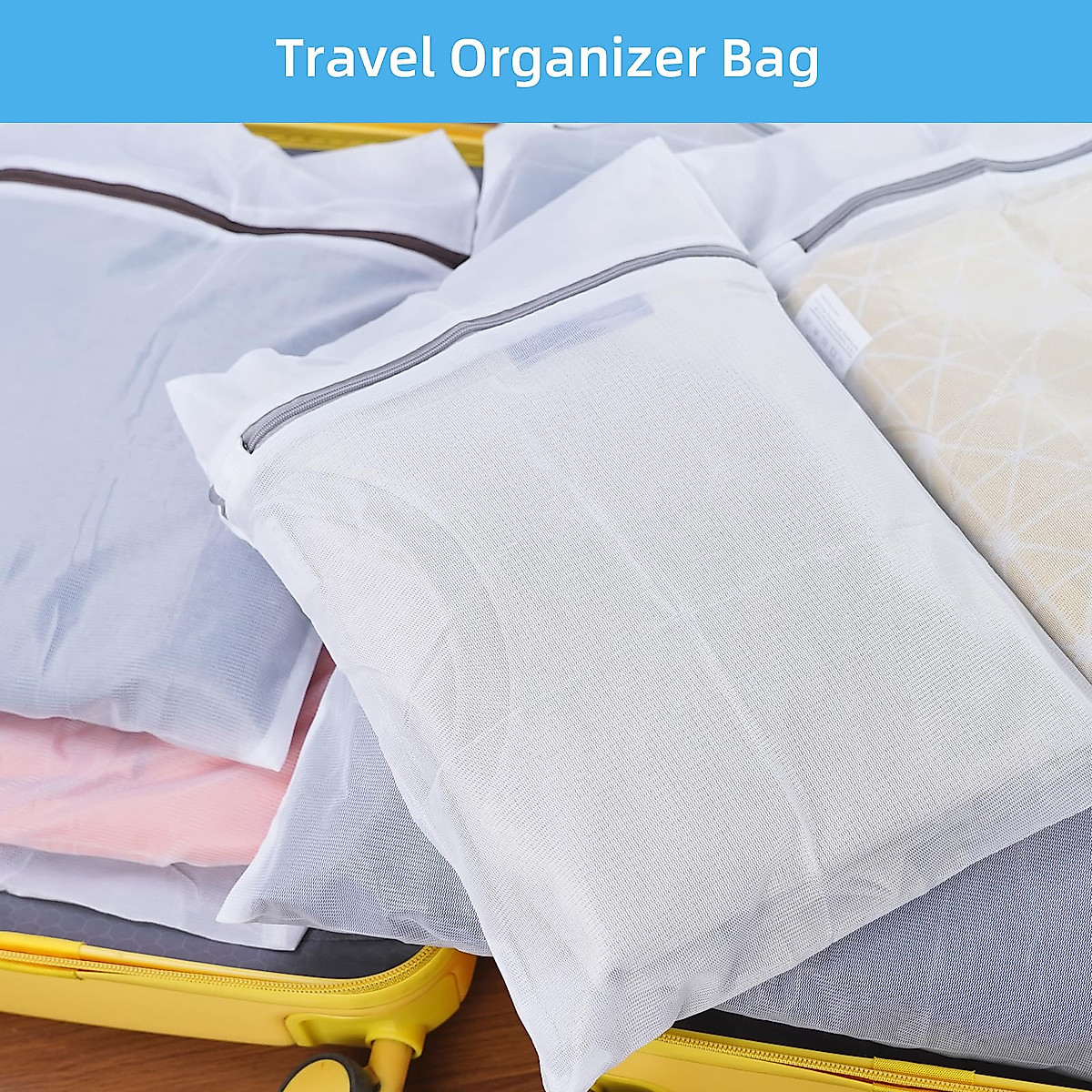 GOGOODA 3 PCS Laundry Mesh Bags Delicates Wash Bags for Lingerie Stockings (1 Large 16 x 20 Inches, 1 Medium 12 x 16 Inches, 1 Small 8 x 12 Inches)