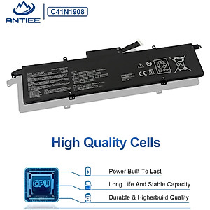 ANTIEE C41N1908 Laptop Battery Replacement for ASUS Zephyrus G14 GA401 GA401II GA401IV GA401IH GA401IU GA401IHR GA401QC GA401IVC GA401QH GA401QM GA401QE PX401IV PX401QM 15.4V 76Wh 4940mAh