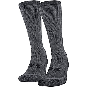 Under Armour Adult Hitch Coldgear Boot Socks, 2-Pairs , Pitch Gray/Black , Large