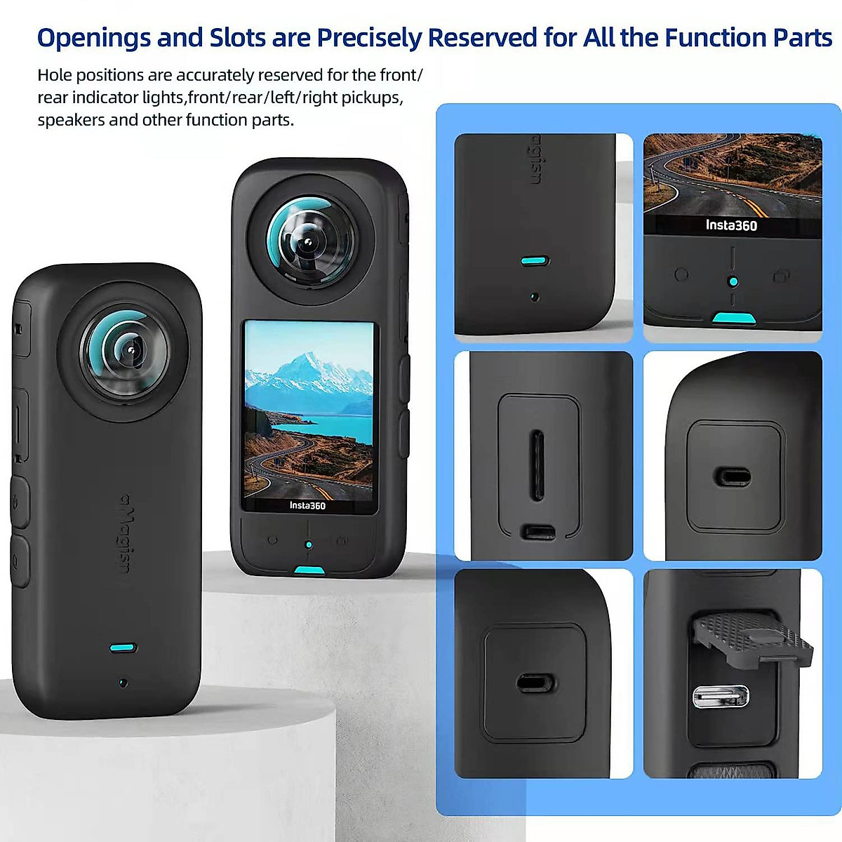 debous Sticky Lens Guard Set Silicone Case Screen Protector for Insta360 X3 X 3 Accessories Kit Anti-scratch Tempered Glass Protective Film Soft Bag Sleeve Cover