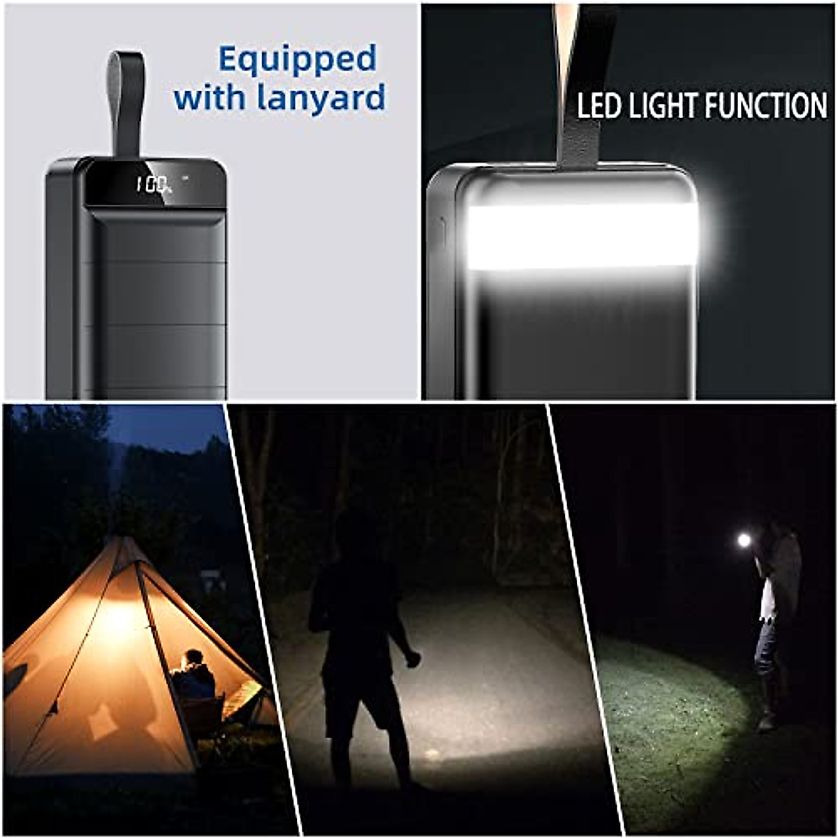 Power Bank 50000mAh, 22.5W PD Quick Charge Portable Charger with 4 Outputs & 3 Inputs & Flashlight and LED Display, Huge Capacity Safer External Battery Pack for Smartphone, Android, Tablet & etc