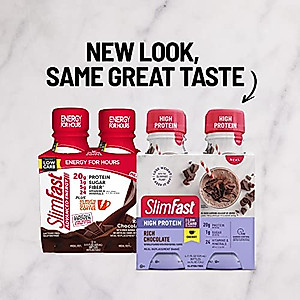 SlimFast Advanced Energy High Protein Meal Replacement Shake, Rich Chocolate, 20g of Ready to Drink Protein with Caffeine, 11 Fl. Oz Bottle, 4 Count (Pack of 3) (Packaging May Vary)