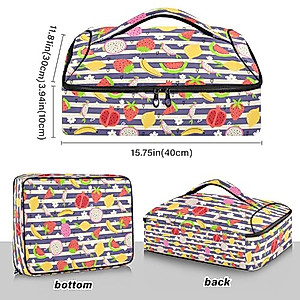 Kcldeci Insulated Thermal Food Carrier Insulated Casserole Carrier for Hot or Cold Food,Tropical Fruits Pineapples Strawberries Insulated Tote Bag for Potluck Cookouts Parties Picnic,Lasagna Lugger