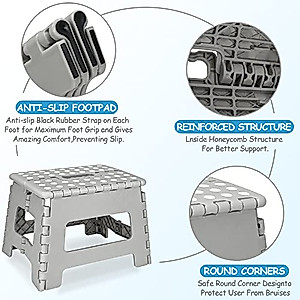 Step Stool Folding Step Stool | Lightweight & Sturdy Stepping Stool for Adults and Teens | Convenient One-Hand Operation Stool with Anti-Slip Surface & Rubber Feet, by Simplized