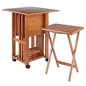Winsome Wood 33720 17.5 x 23.3 x 33.9 in. Sophia Snack Table Set Teak - 5 Piece