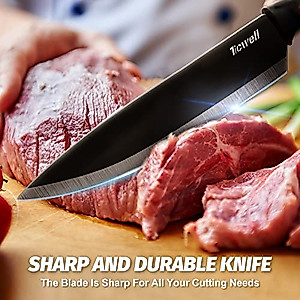 TICWELL Knife Set, 23 Pieces German Stainless Kitchen Knife Block Sets Include 3 PCS Toddler Kitchen Accessories,Black