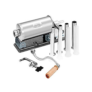 MZTOGR Sausage Stuffer - Stainless Steel Homemade Manual Sausage Maker Horizontal Meat Filling Kitchen Machine, Packed 8 Stuffing Tubes (2.5LBS)