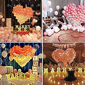 Valentines Day Balloons, CAKKA 315PCS Pink Heart Balloons with Rose Petals, Love Foil Balloon, I Love You Tail Balloon for Valentine’s Day Mother Day Anniversary Proposal Party Favor Decoration Decor