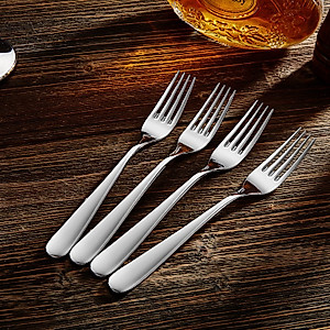 KEAWELL Premium Louise Forks, Set of 4, 18/10 Stainless Steel, Forks Silverware with Round Edge, Exceptional Mirror Finish, Dishwasher Safe (8" Dinner Fork)