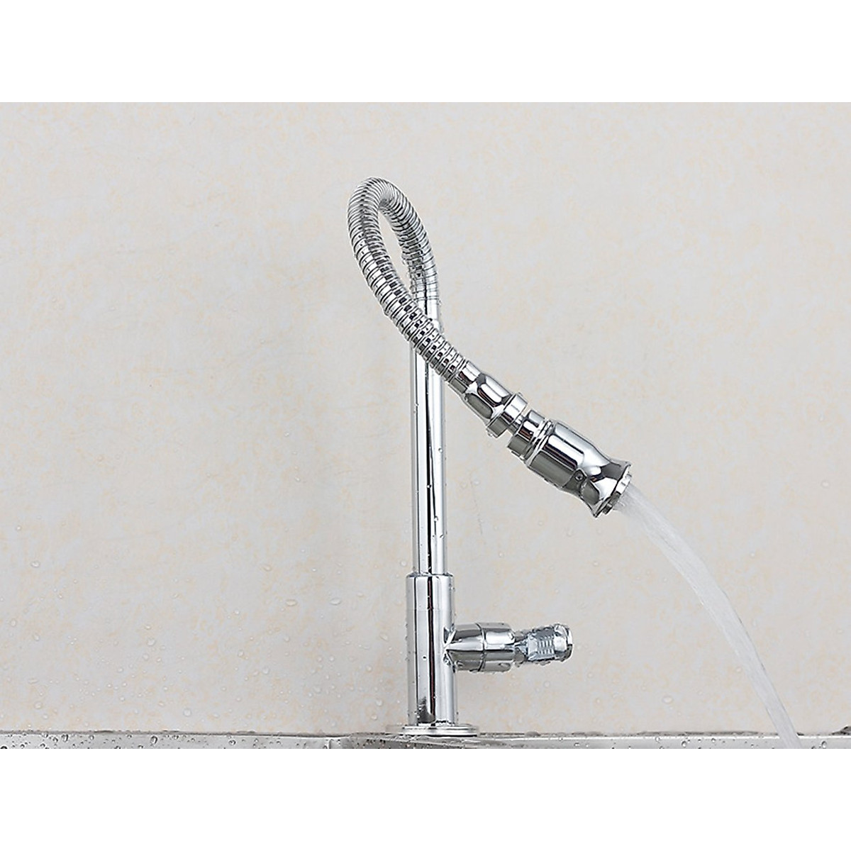 Bathtub Faucet Single Handle Kitchen Sink Faucet Pull Down Arbitrary Rotating Lavatory Cold Water Tap Chrome