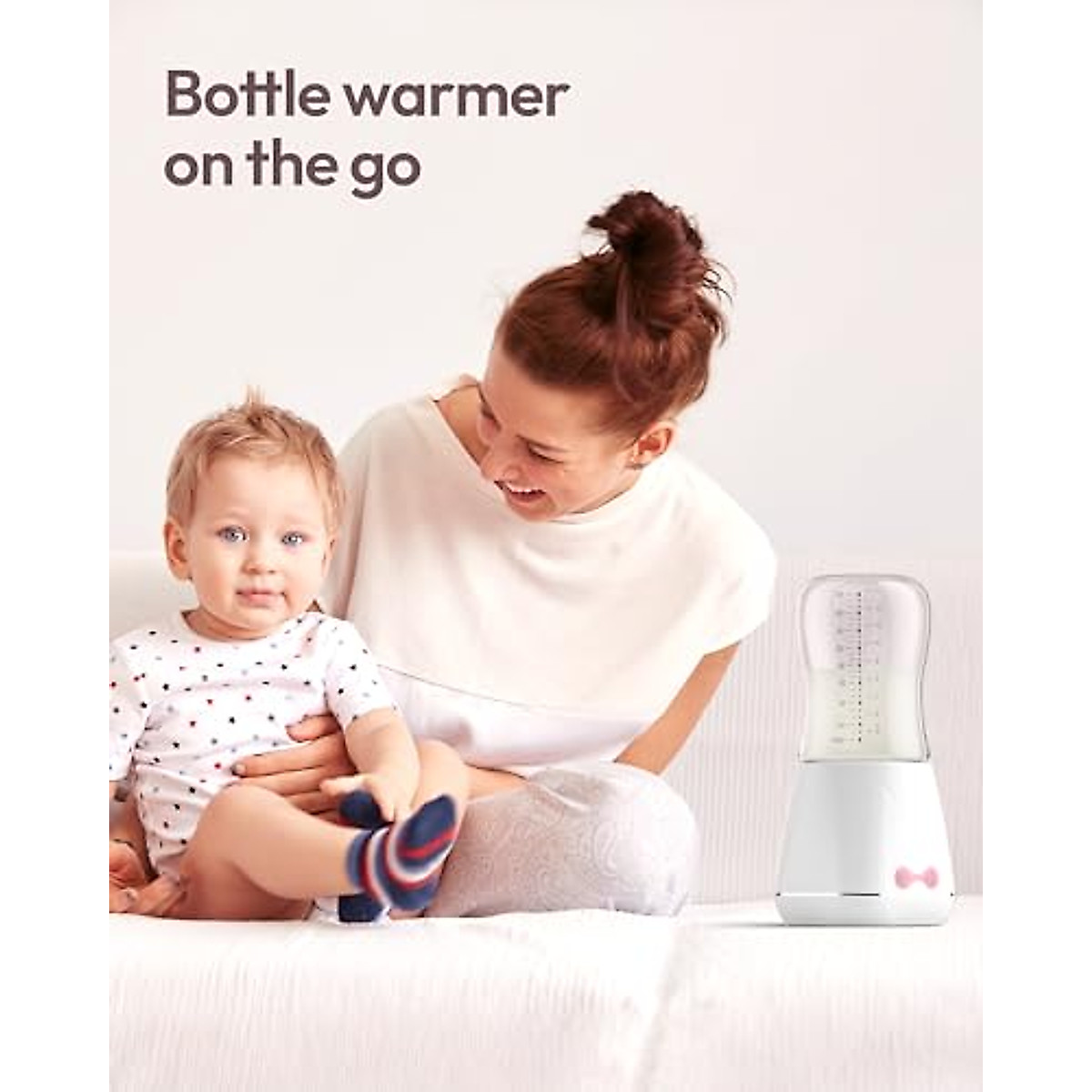 Portable Bottle Warmer, w-maxa Fast Baby Bottle Warmer for Travel with Glass Bottle & 4 Adapters, Rechargeable Bottle Warmer On The Go with Precise Temperature Control for Breastmilk, Formula